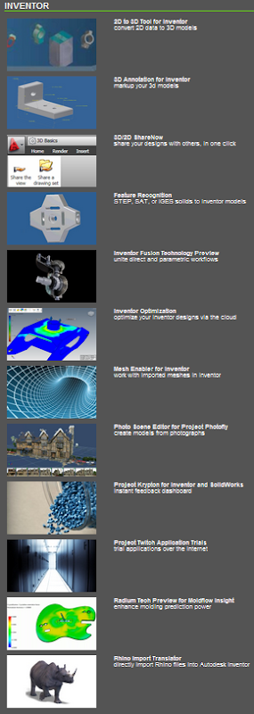 Autodesk Inventor FAQ: Autodesk Labs: Übersicht der Tools für den Inventor